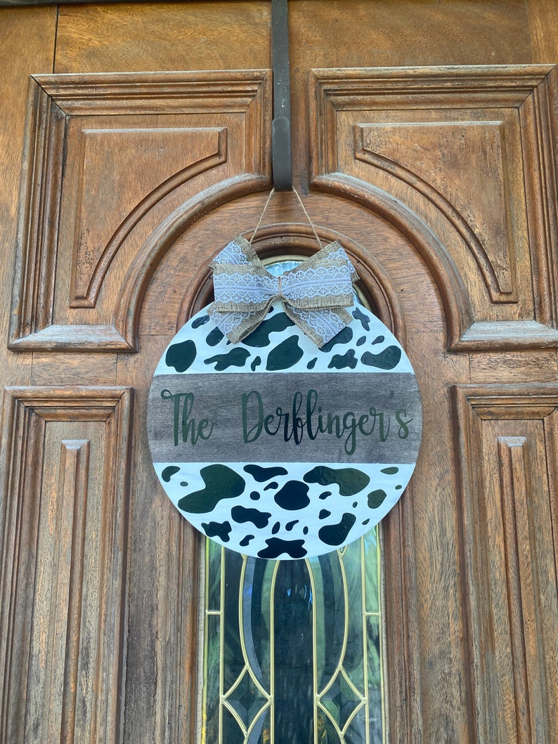 Cow Print Door Sign - Etsy