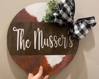 Cow Print Door Sign - Etsy