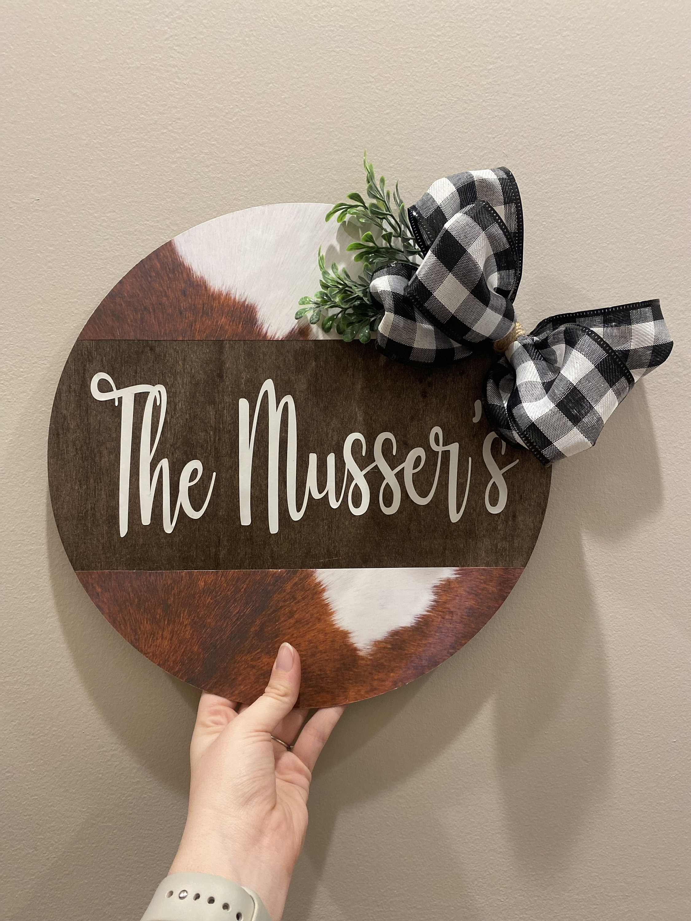 Cow Print Door Sign - Brown - Etsy