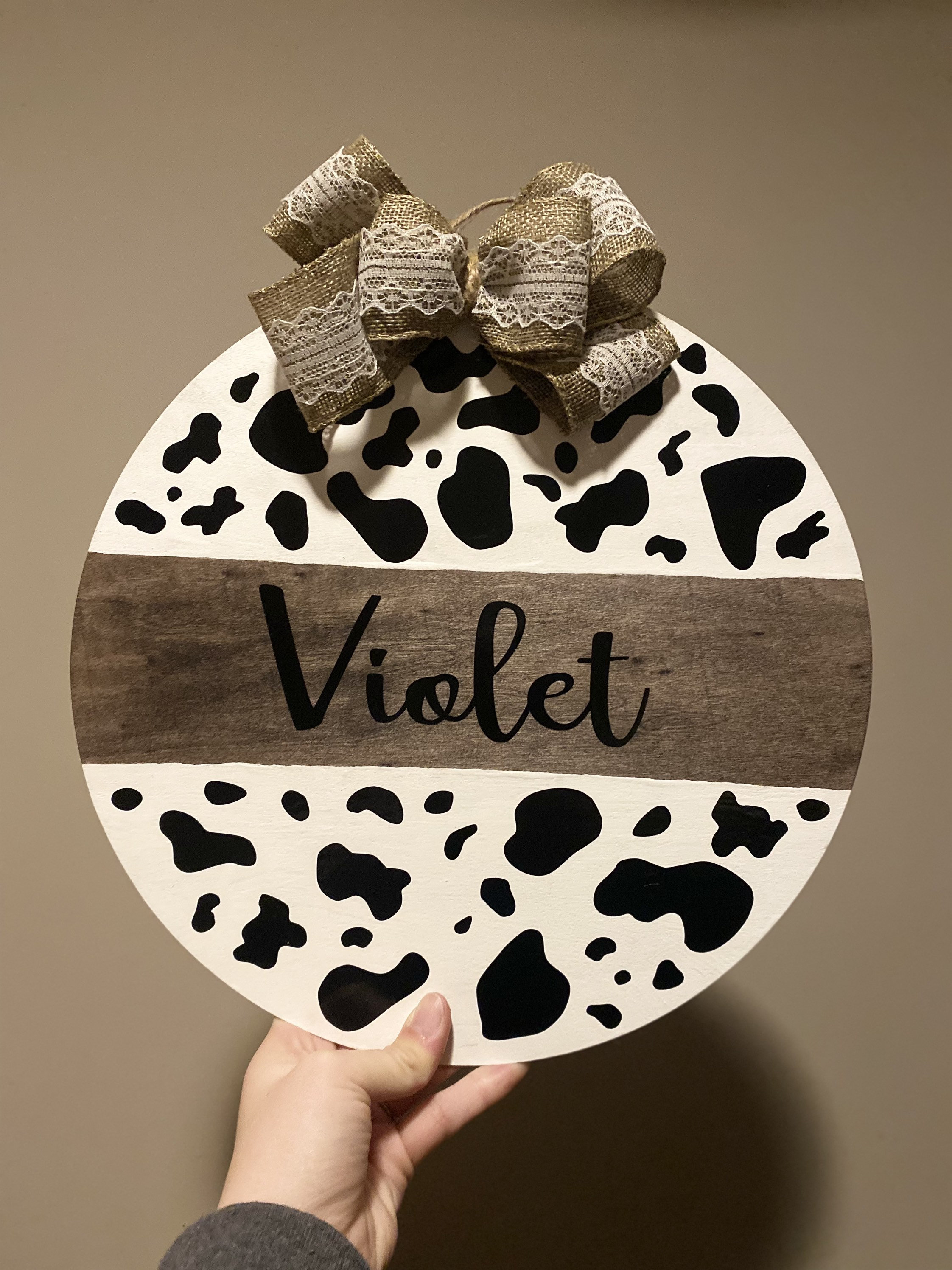 Cow Print Door Sign - Etsy