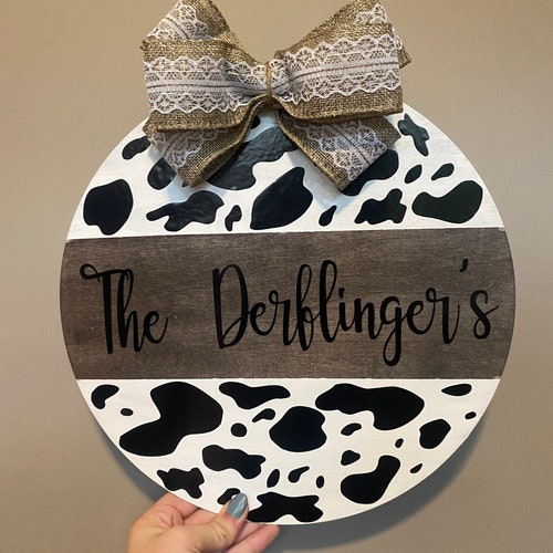 Cow Print Door Sign - Etsy