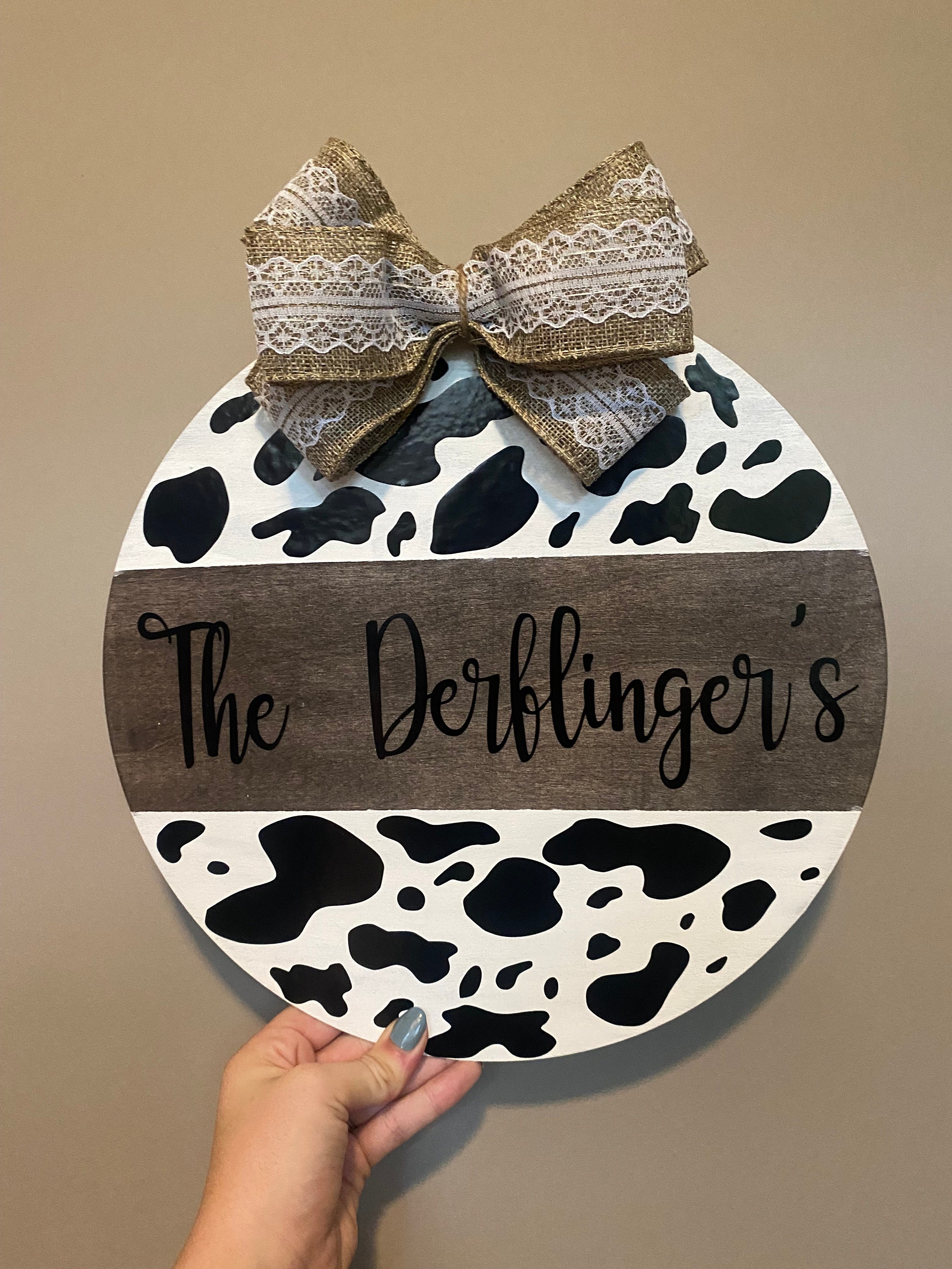 Cow Print Door Sign - Etsy