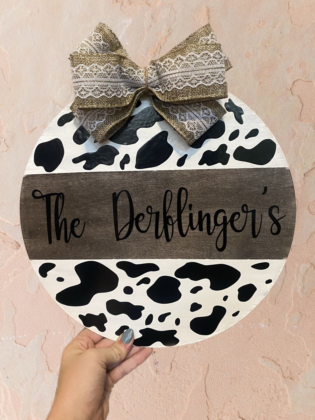 Cow Print Door Sign - Etsy