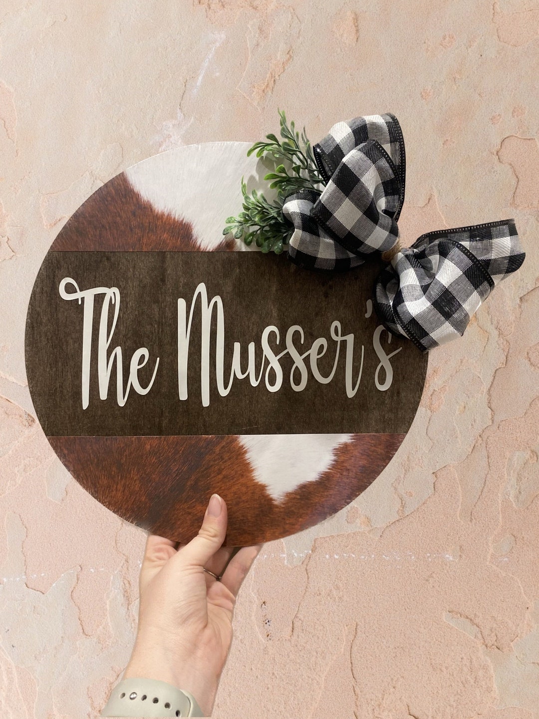 Cow Print Door Sign - Brown - Etsy