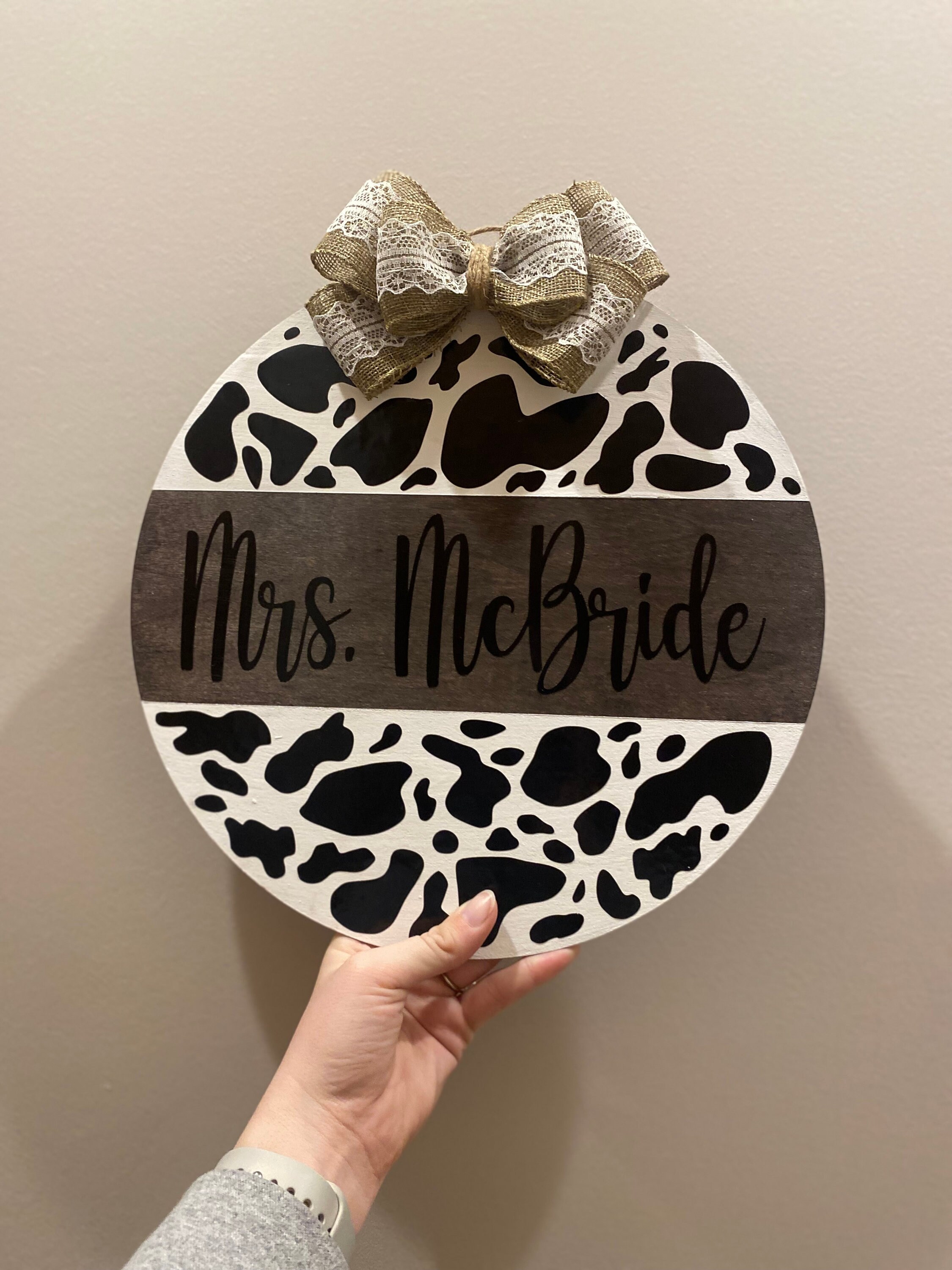 Cow Print Door Sign - Etsy