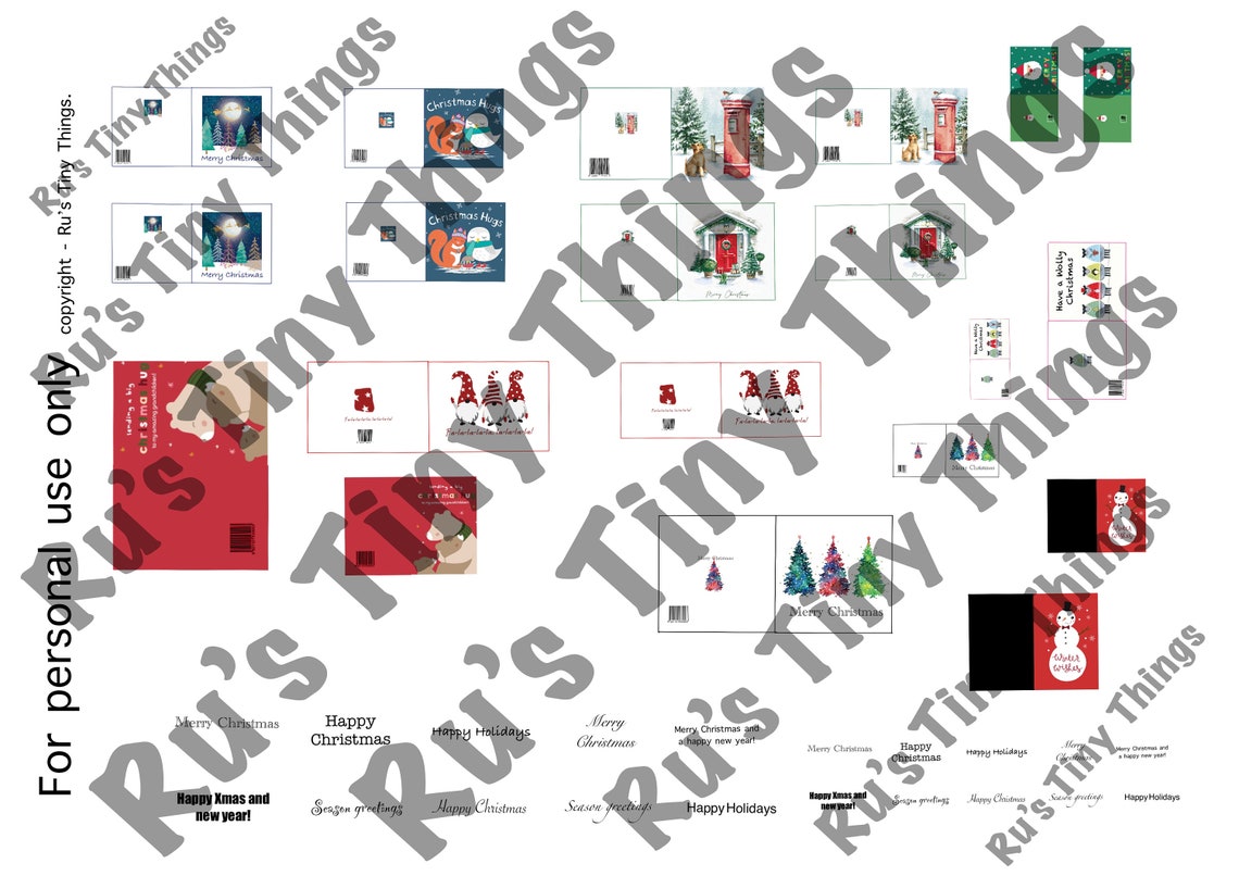 20 Miniature Christmas Cards - Digital File - Etsy Canada