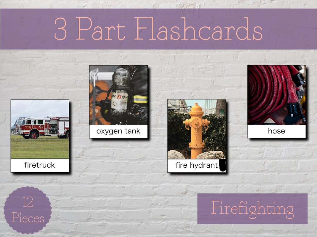 Firefighting 3 Part Cards, Montessori Nomenclature Materials for Early ...