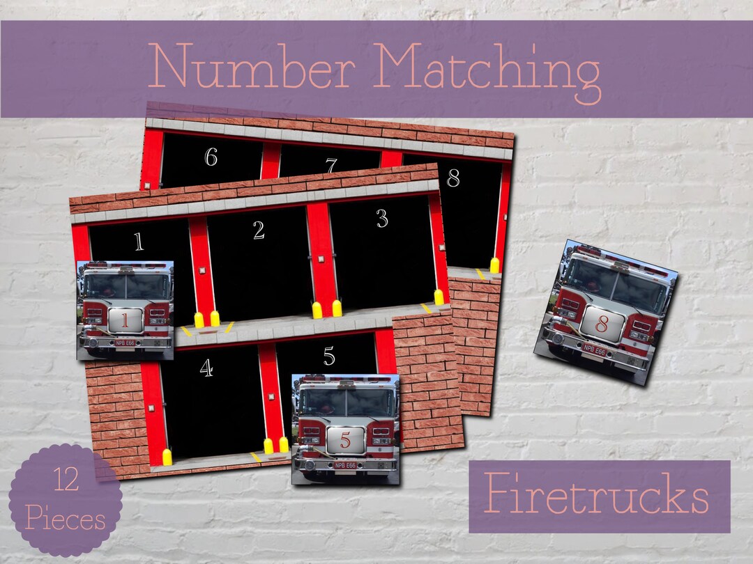 Toddler Number Matching Activity Printable, Firetruck - Etsy