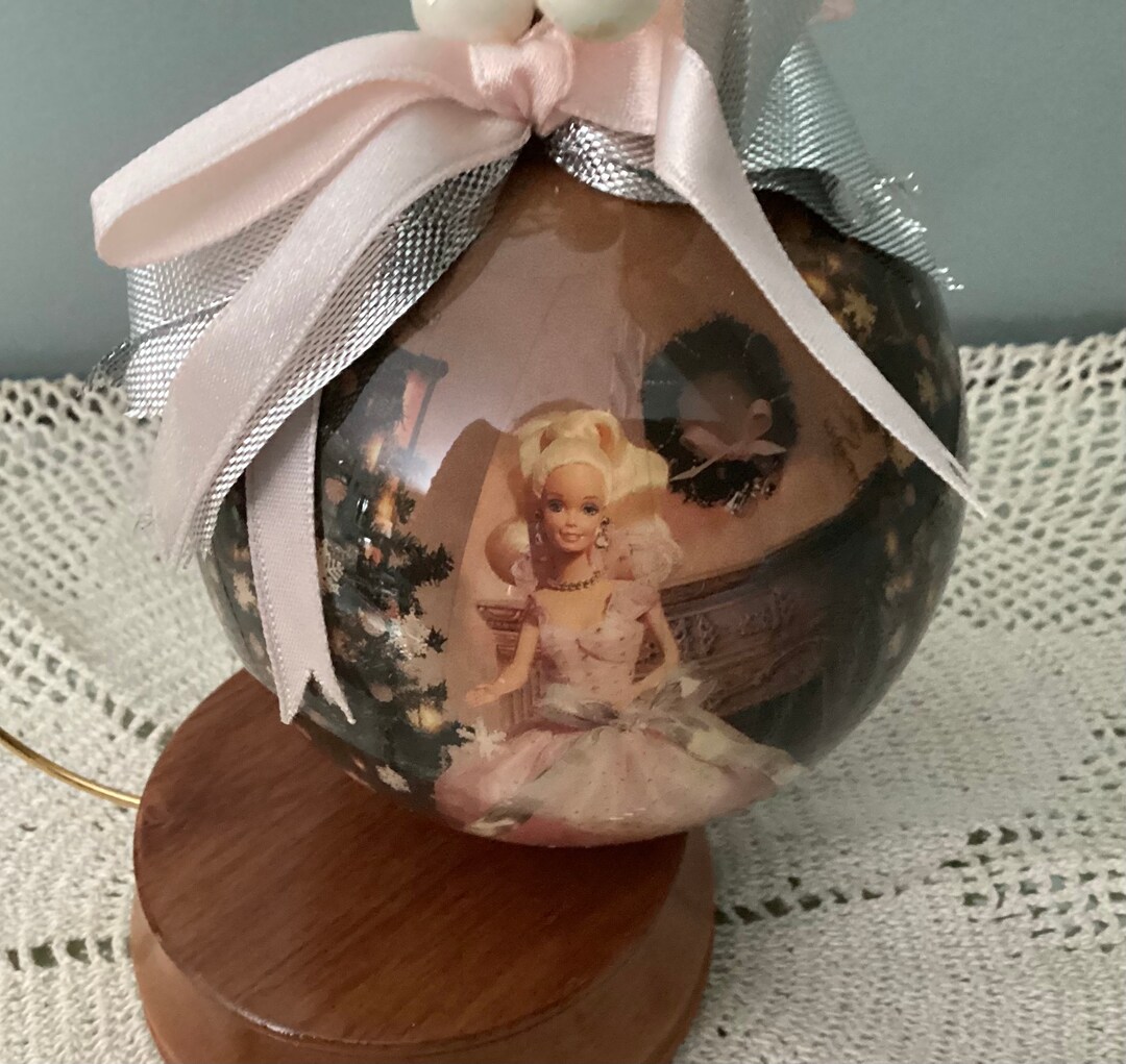 Barbie Decoupage Ornament With Wood Stand, in Original Box, Vintage ...