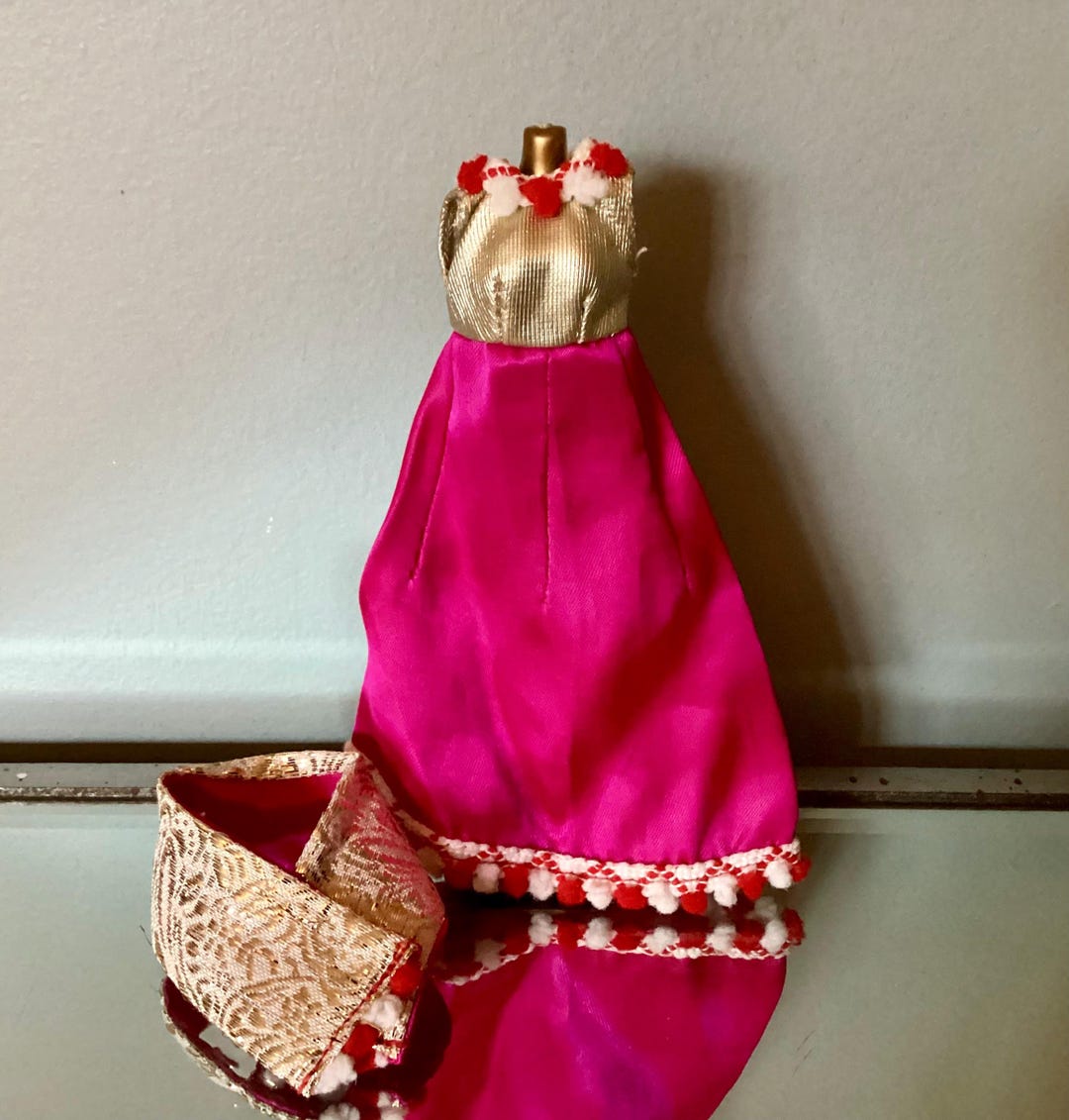 Dawn Doll Pink Magenta GOWN and Matching SHAWL / Scarf With Pom Pom ...