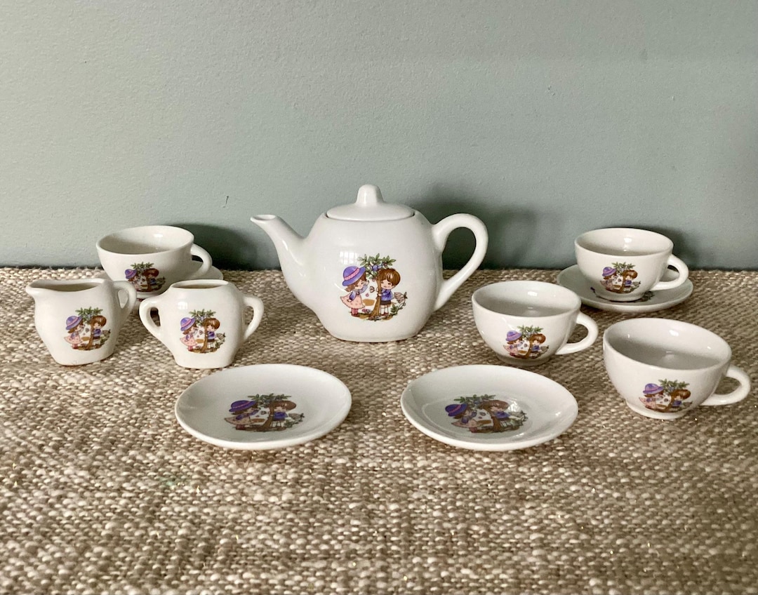 Child’s CHINA TEA SET, 12 Pieces, Holly Hobby Like Design, in Original ...