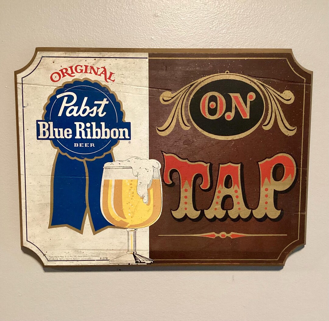 PABST Blue Ribbon BEER Sign, Wood Bar or Pub Sign, PBR Sign, Bar ...