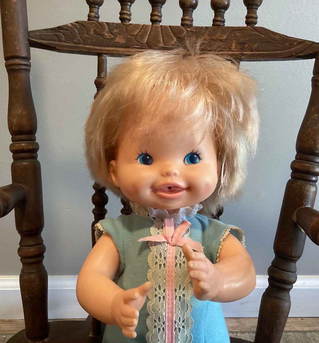 Bye Bye Diapers Doll, Working Pull String, and She CLAPS, Reduced Price, Rooted Blonde Hair ...