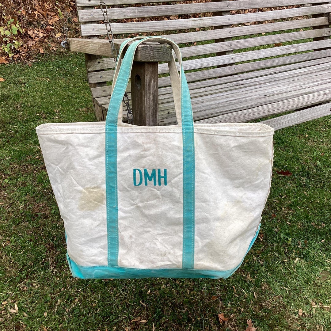 LL Bean Canvas BOAT and Tote, Zipper Top, Extra Large Size, Light BLUE ...