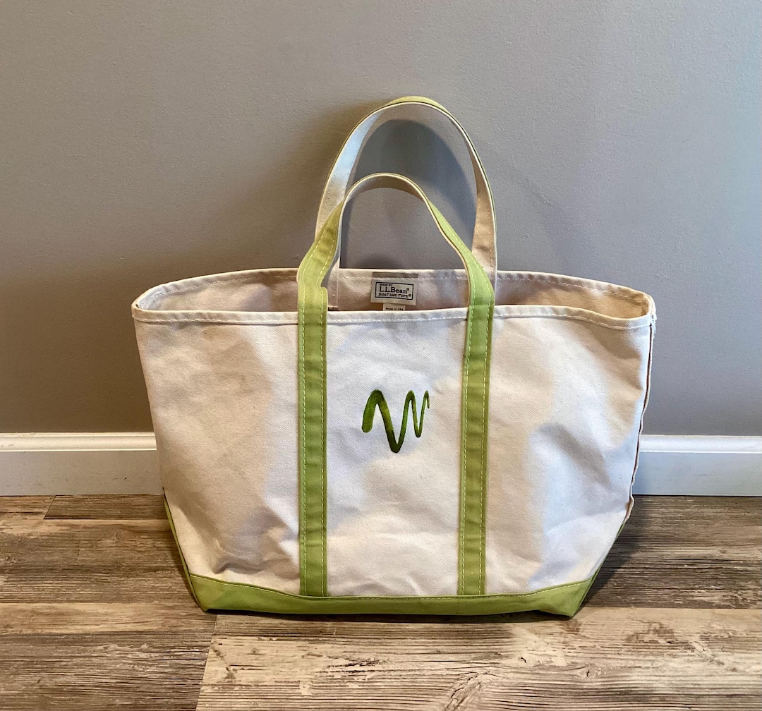 LL Bean Tote Light GREEN Straps, XL Extra Large, Open Top, Boat and ...