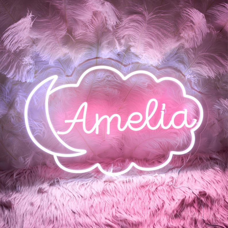 Custom Name Neon Sign, Custom Neon Sign for Kids Bedroom, Cloud Shape ...