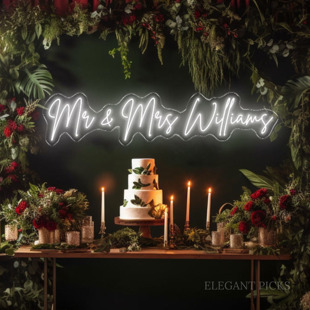 Mr and Mrs Neon Sign,last Name Sign Wedding Backdrop, Neon Name Sign ...