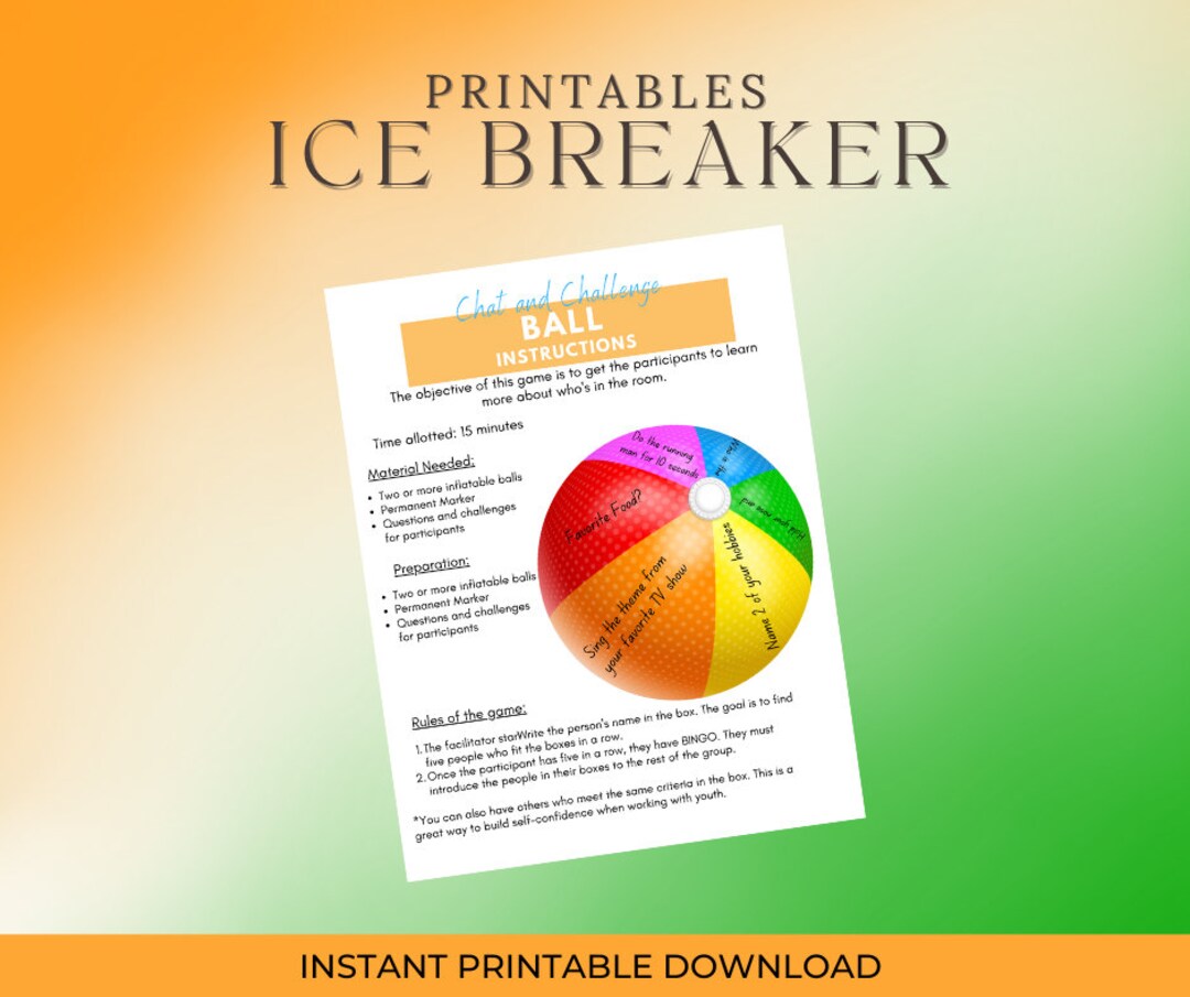 Chat and Challenge Ball Icebreaker | Youth Groups Icebreaker | Family ...