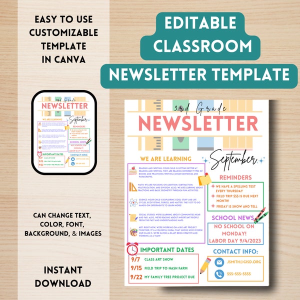 Newsletter Template Editable - Etsy