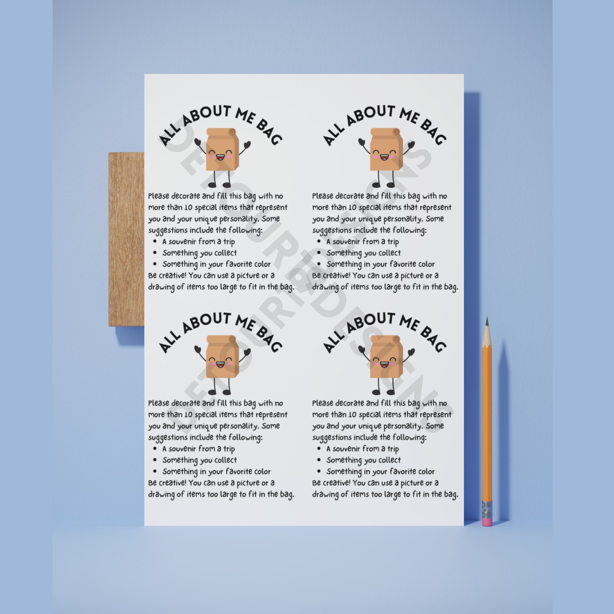 All About Me Bag Activity for Back to School Speech and - Etsy