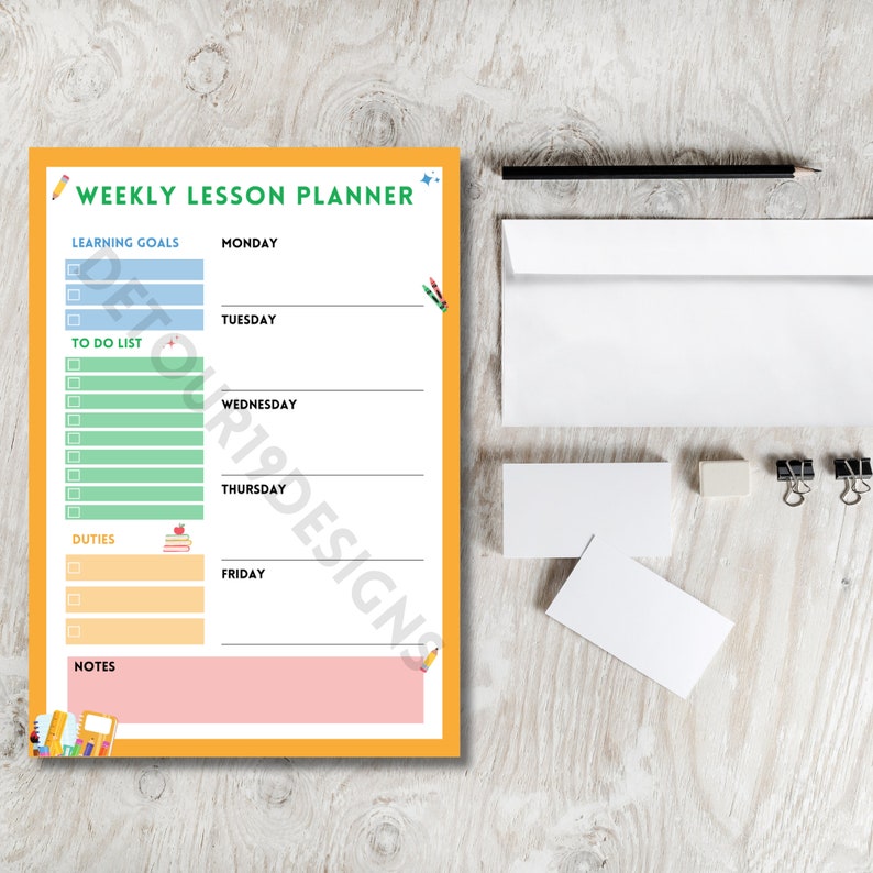 Weekly Lesson Plan Template Editable Printable Homeschool - Etsy