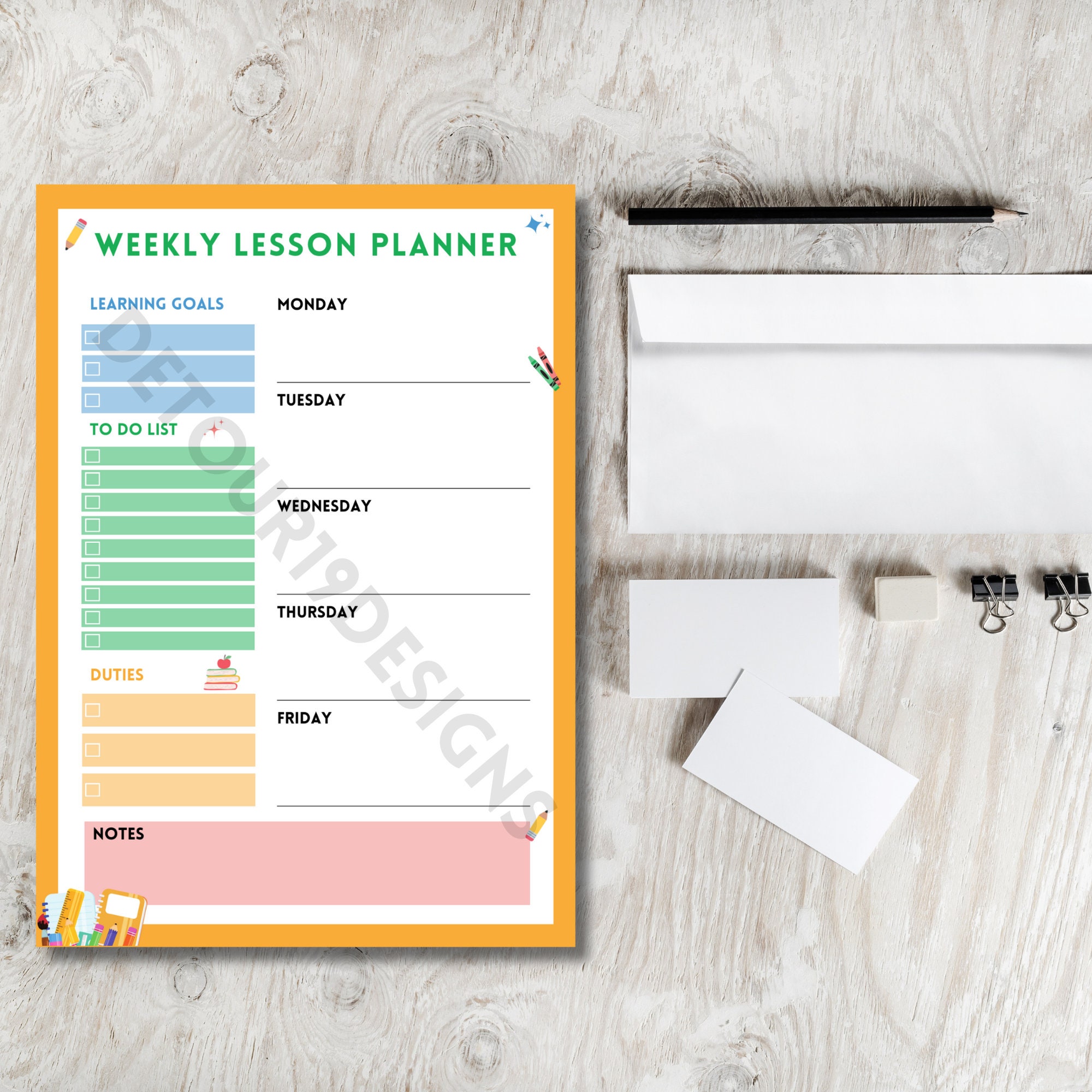 Weekly Lesson Plan Template Editable Printable Homeschool - Etsy
