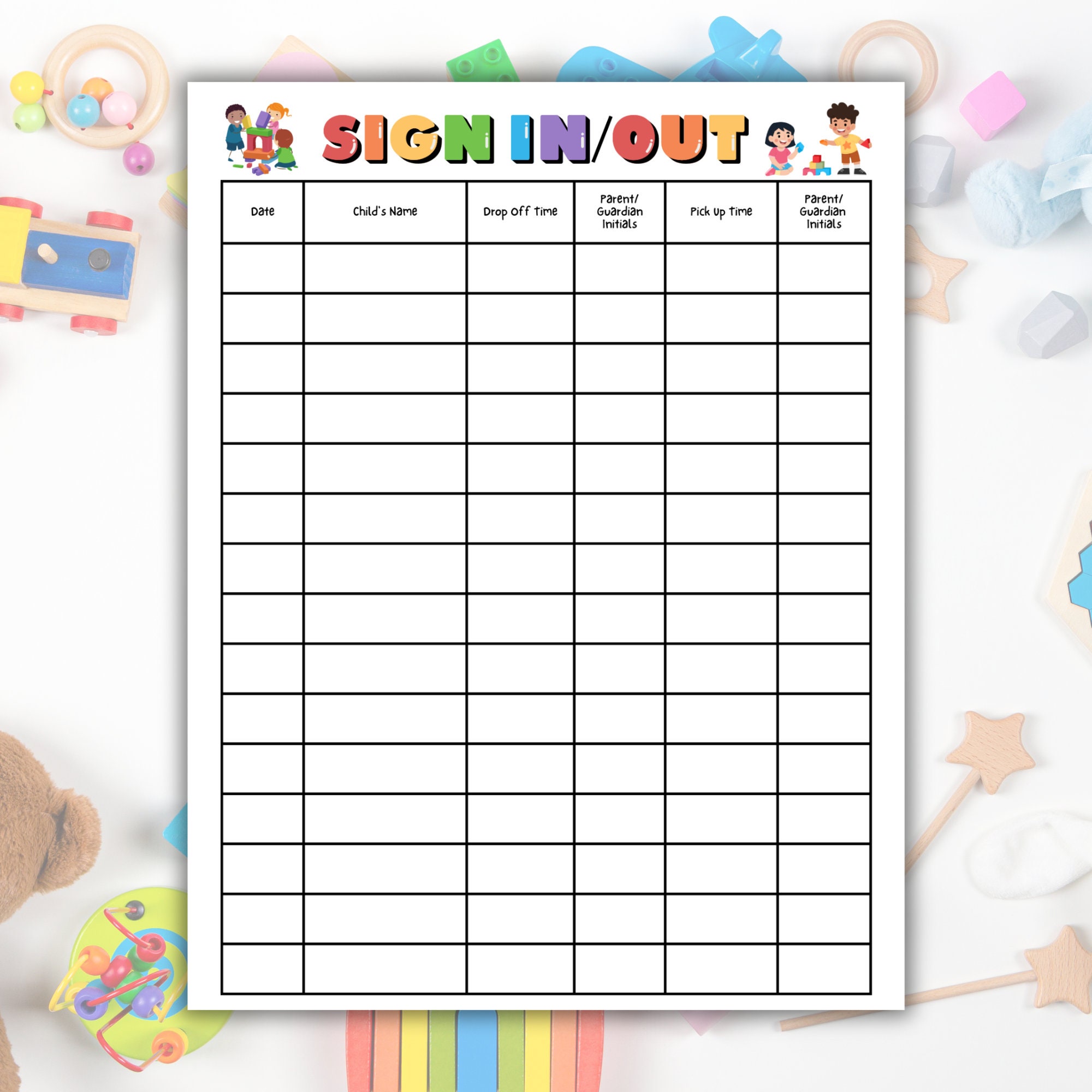 Daycare Sign In, Sign Out Sheet Home Daycare Printable Printable ...