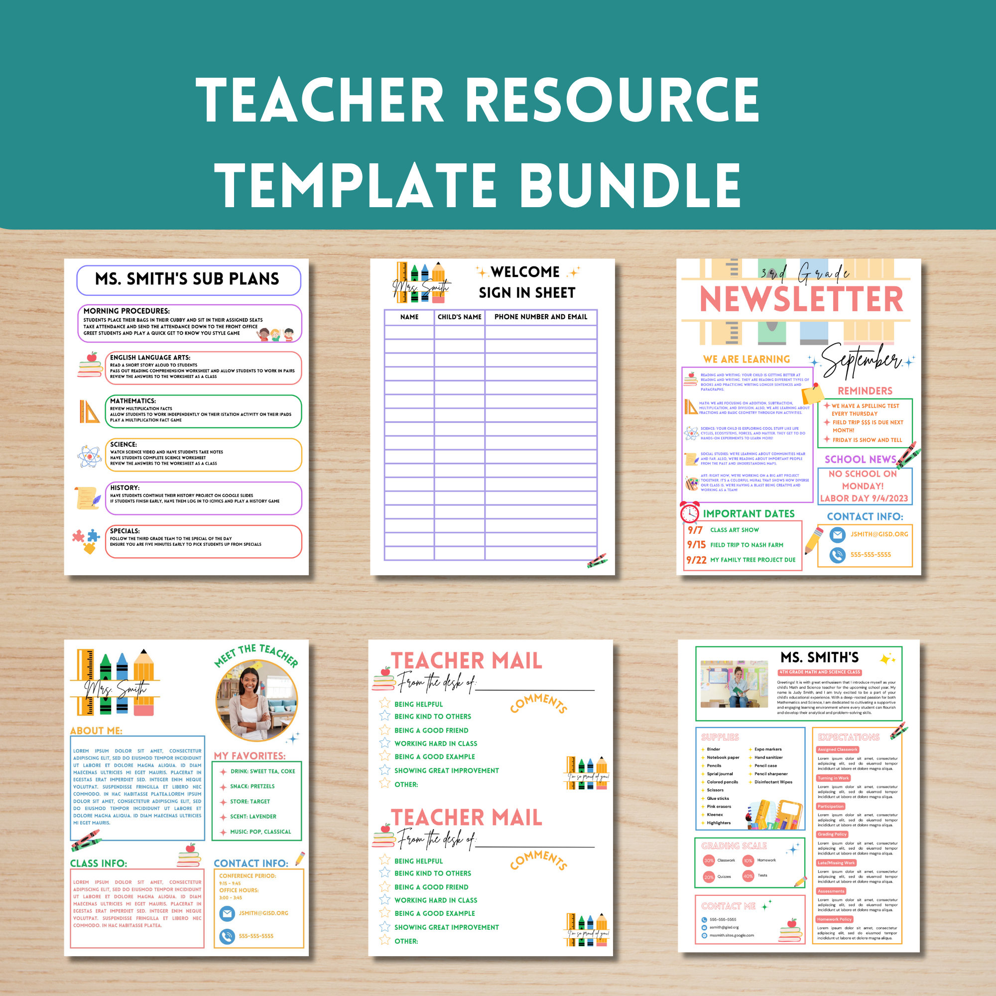 Editable Teacher Resource Template Bundle First Year Teacher Materials ...