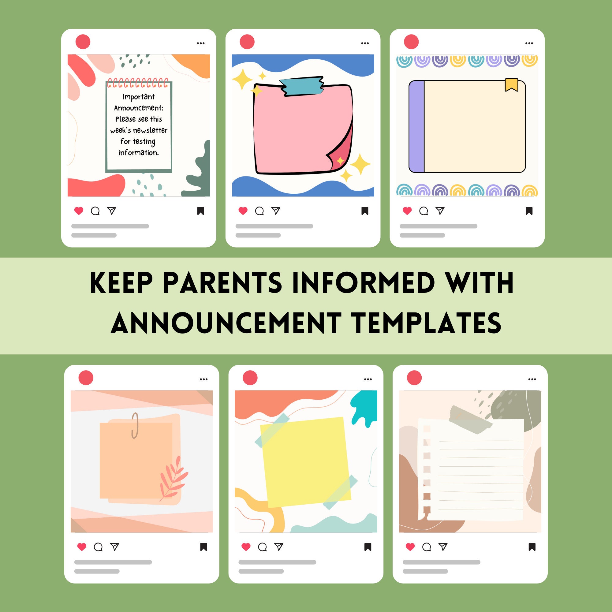 School PTA/PTO Editable Social Media Template Bundle 50 Customizable ...