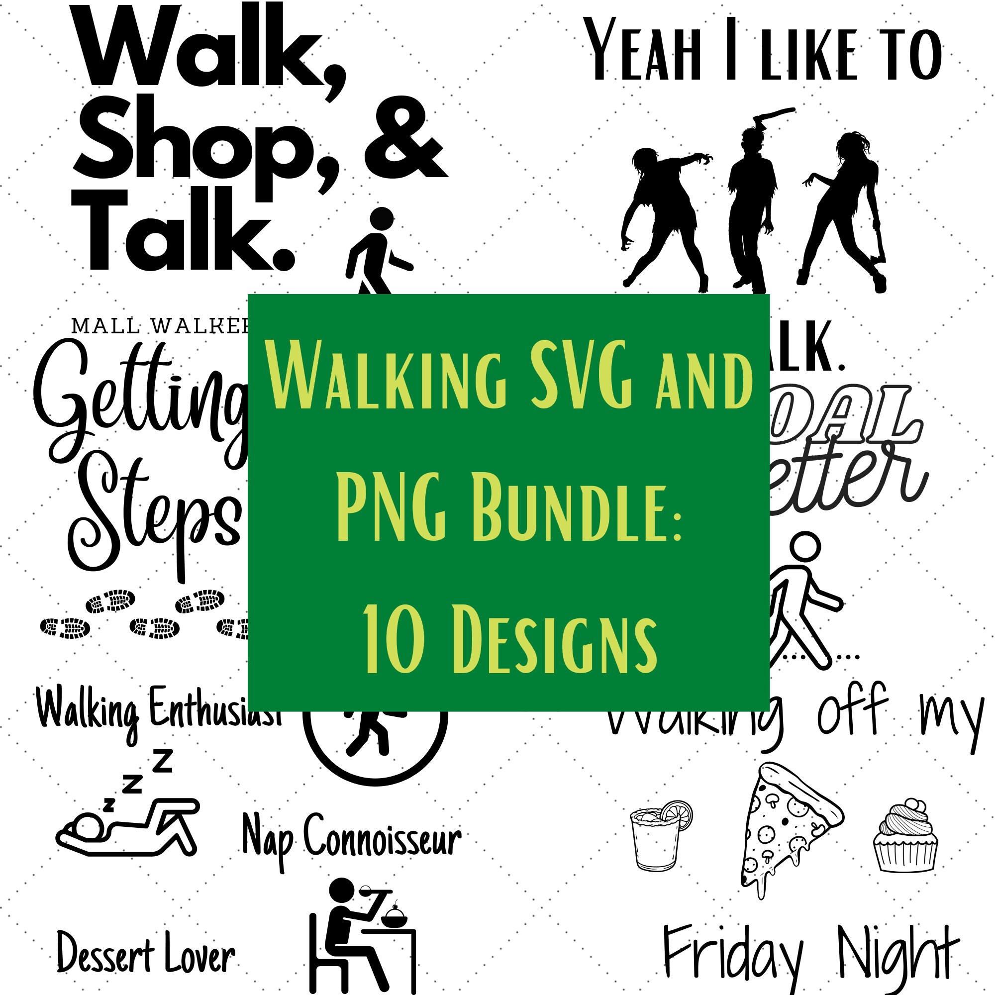 Walking Svg And Png Bundle Walking Enthusiast Mall Walker Etsy