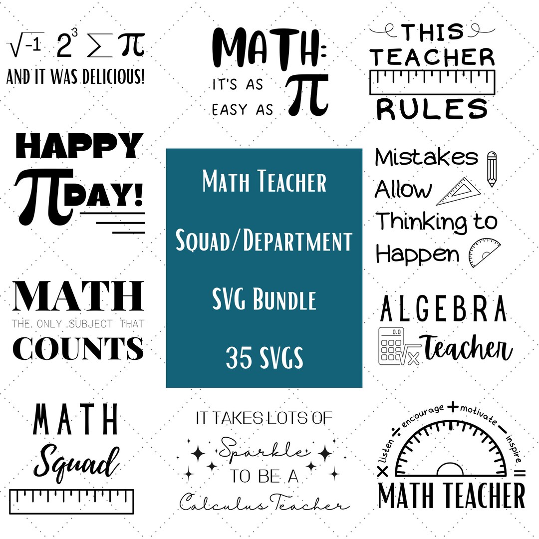Math Teacher SVG Cricut Cut File Bundle Math Teacher Gift Math Squad ...