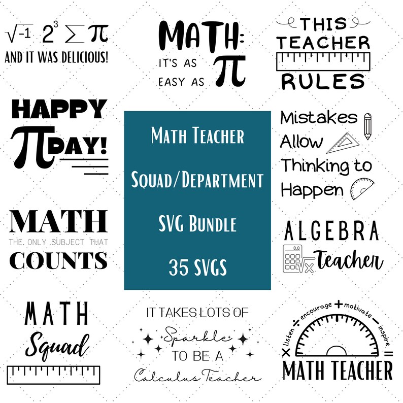 Math Teacher SVG Cricut Cut File Bundle Math Teacher Gift Math Squad ...