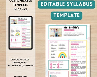 Editable Class Syllabus, Visual Syllabus Template, Templates for ...
