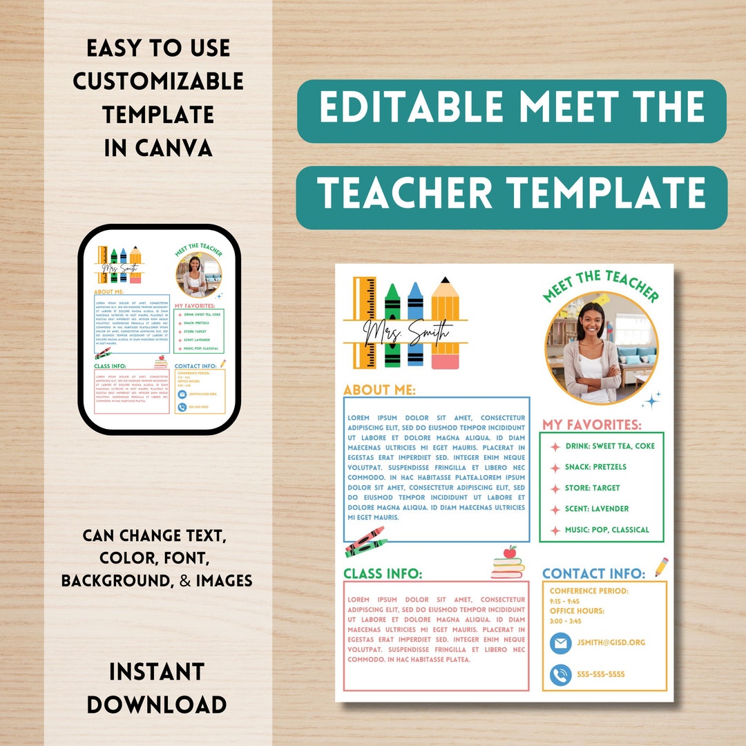Plantilla editable Conozca a la maestra / Noche de regreso a la escuela ...