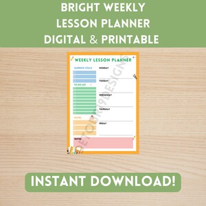 Weekly Lesson Plan Template Editable, Printable Homeschool Lesson ...