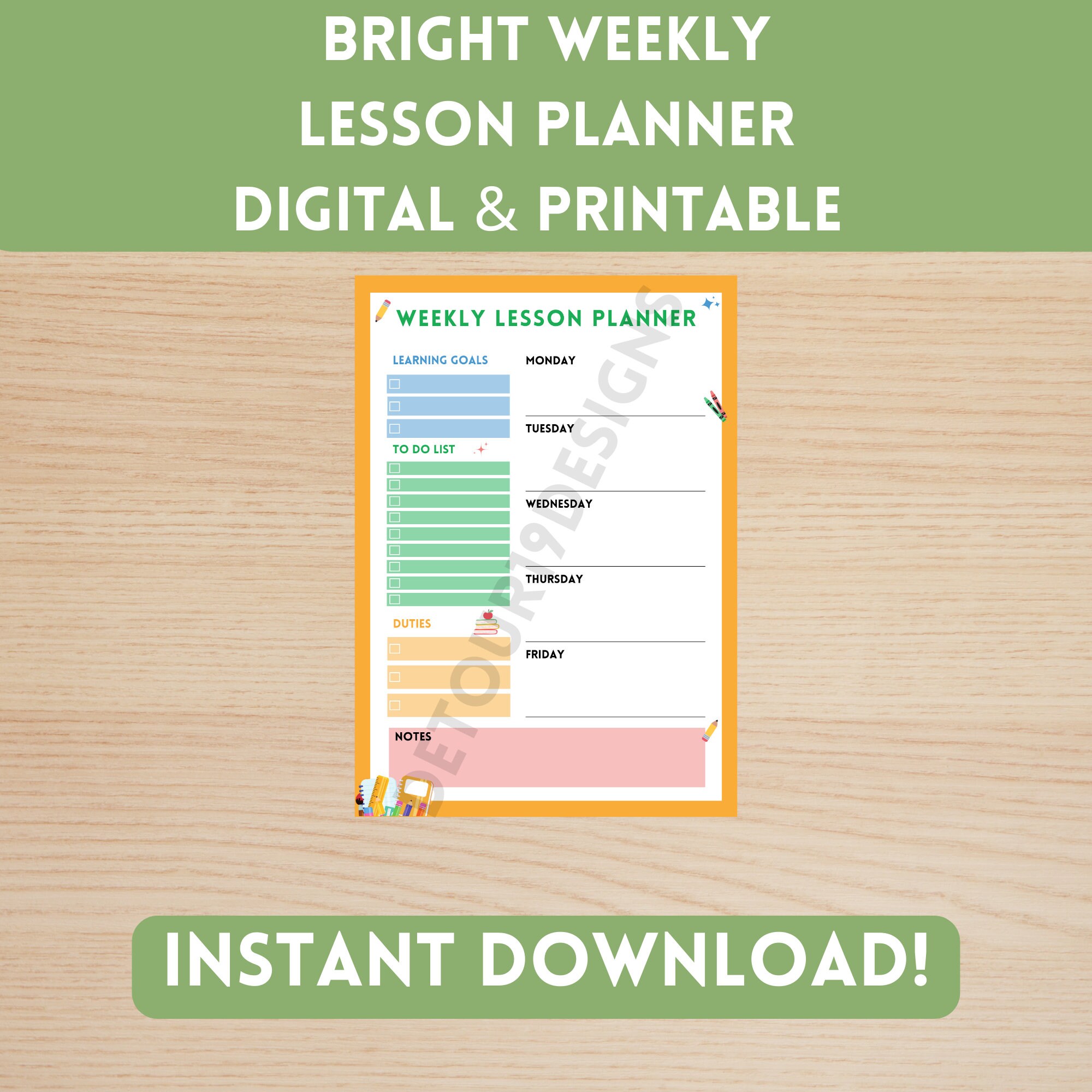Weekly Lesson Plan Template Editable Printable Homeschool - Etsy
