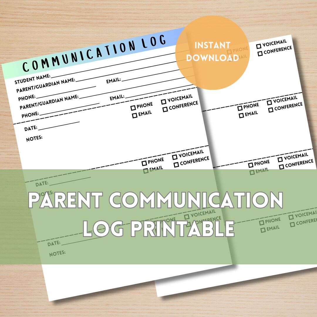 Parent Communication Log Student Information Sheet Back to School ...
