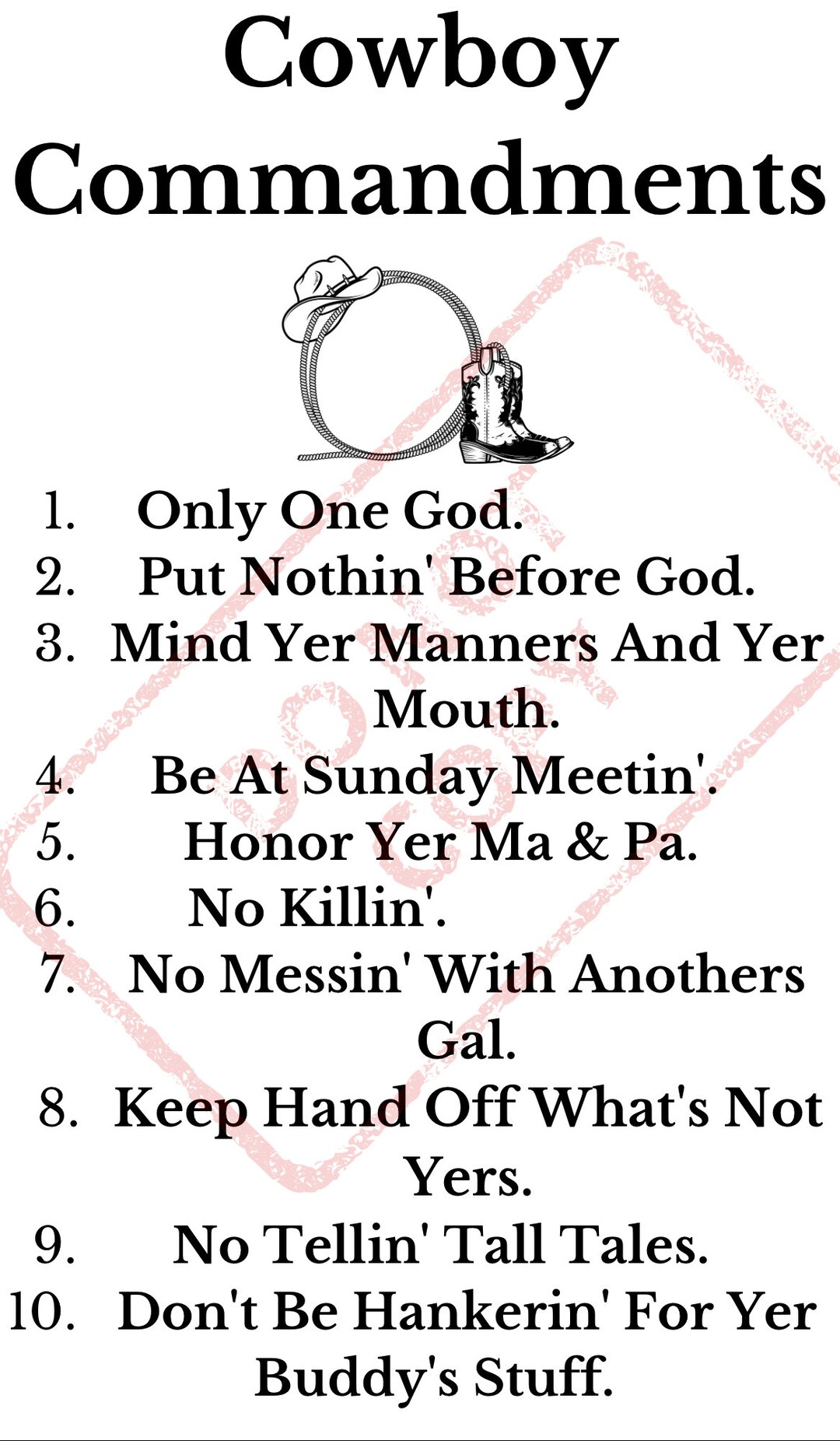 Cowboy 10 Commandments, Digital Download, Png, Religious - Etsy