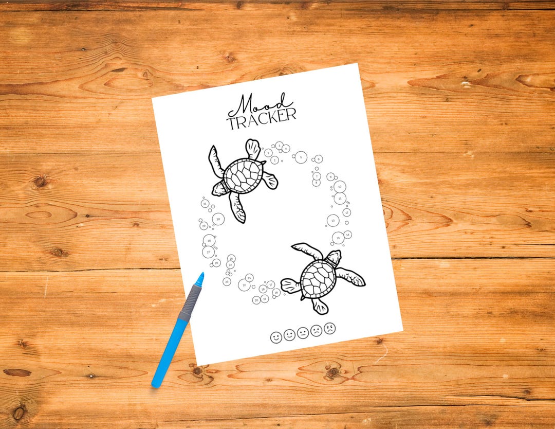 Sea Turtle Mood Tracker | 31, 30, 28 Day | Printable Bullet Journal PDF ...