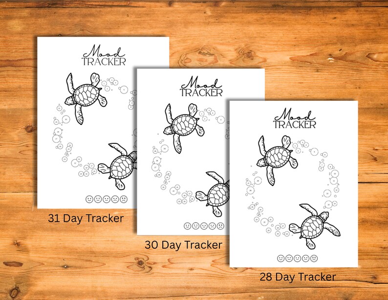 Sea Turtle Mood Tracker | 31, 30, 28 Day | Printable Bullet Journal PDF ...