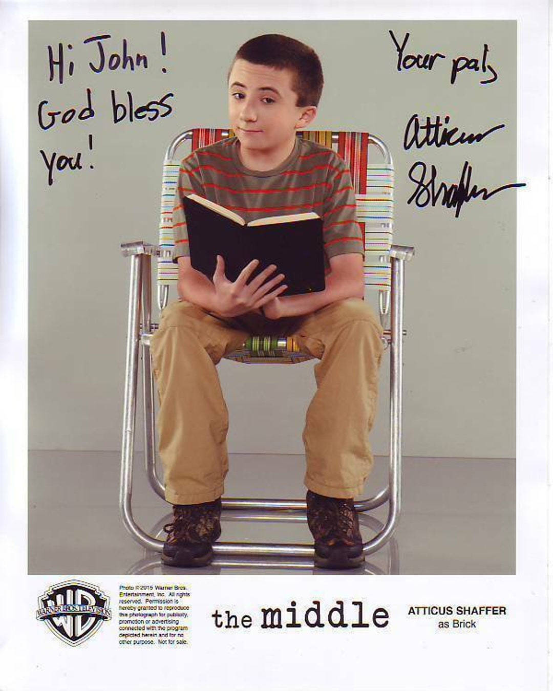 Atticus Shaffer Autographed Signed 8x10 the Middle Brick Photograph to ...