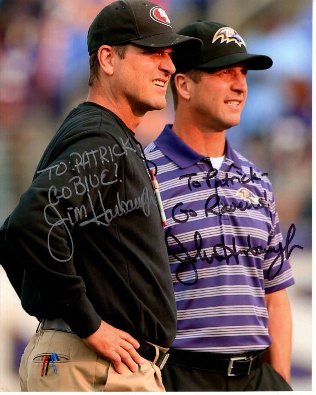 Jim and John Harbaugh Autographed Signed 8x10 NFL Football 49ers and ...