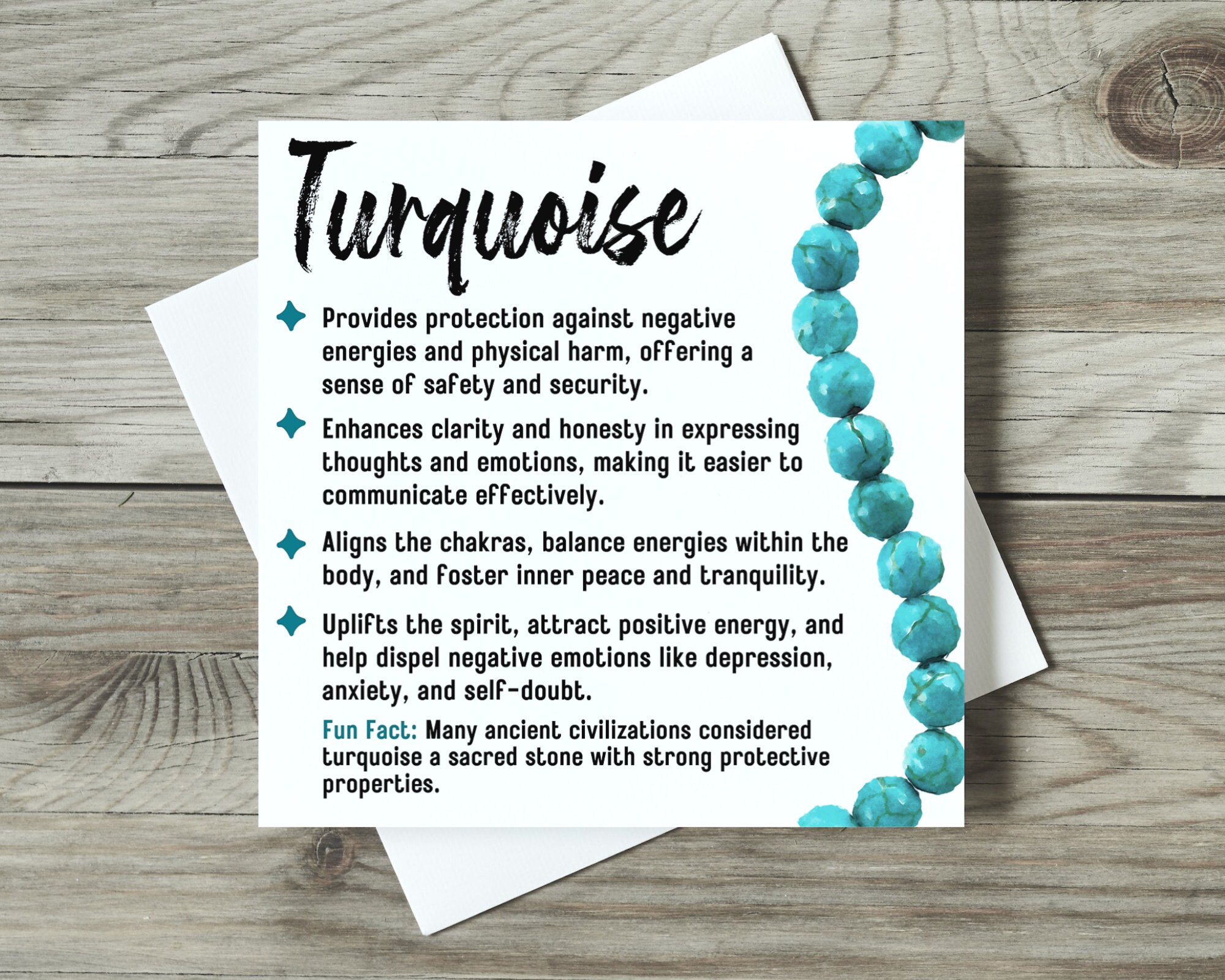 Watercolor Turquoise Meaning Card for Makers, Gemstone Meaning Card ...