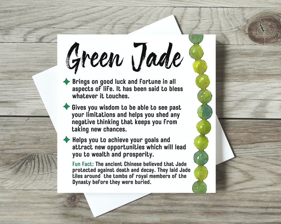 Watercolor Jade Meaning Card for Makers, Gemstone Meaning Card, Crystal ...