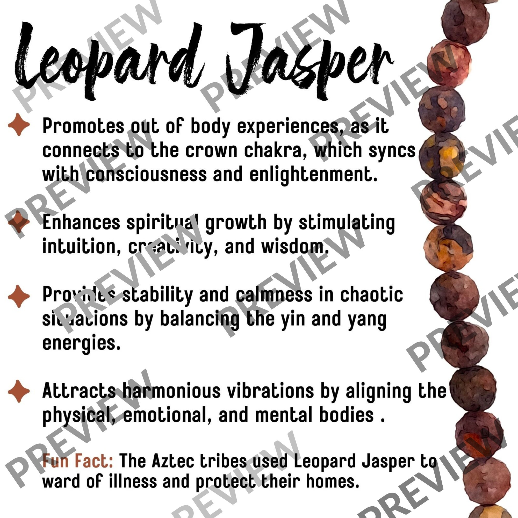 Bundle Watercolor Jasper Meaning Card for Makers, Jasper Info Cards ...