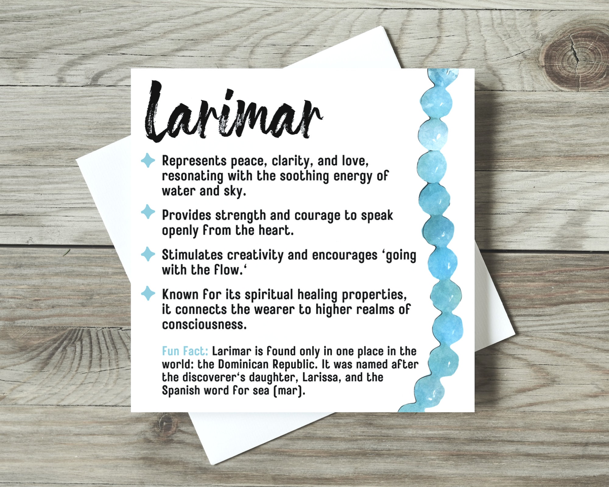 Watercolor Larimar Meaning Card for Makers Gemstone Meaning Card Crystal Meaning Card Watercolor Gemstone Cards Etsy
