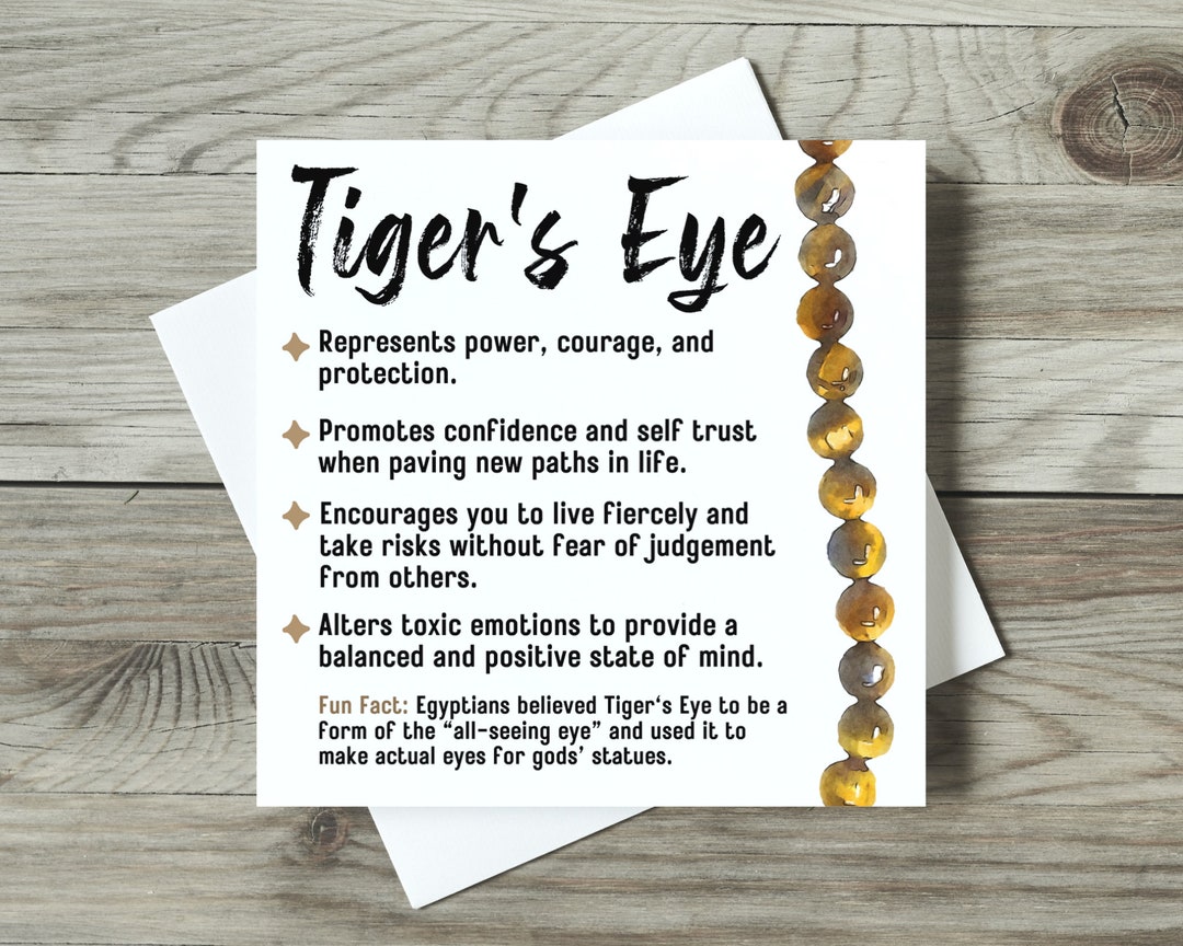 Watercolor Tiger's Eye Meaning Card for Makers, Gemstone Meaning Card ...