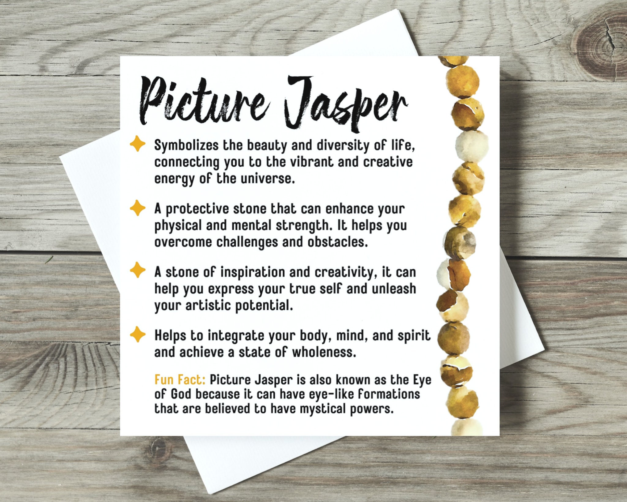 Bundle Watercolor Jasper Meaning Card for Makers, Jasper Info Cards ...