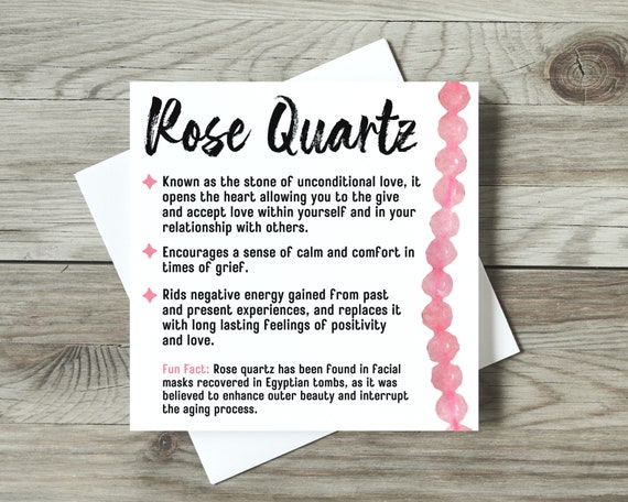 Watercolor Rose Quartz Meaning Card for Makers Gemstone - Etsy