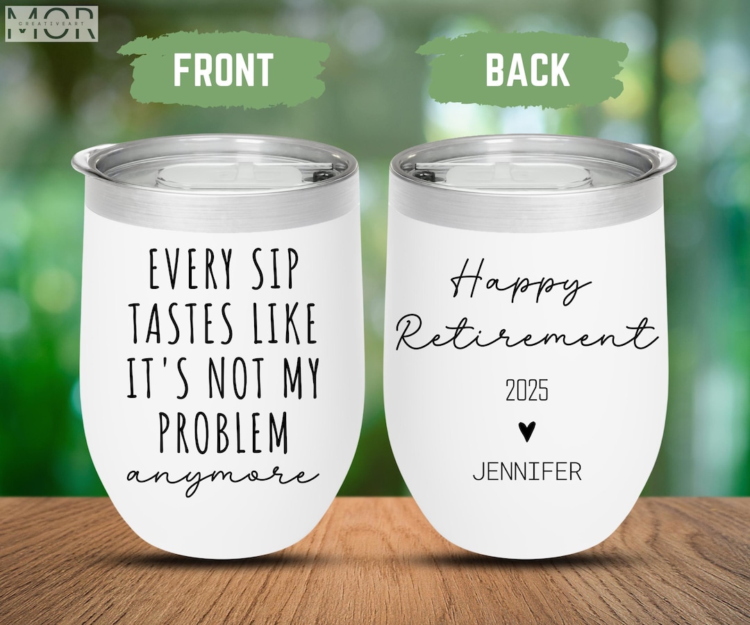 Personalized Retirement Wine Tumbler, Happy Retirement Cup, Custom ...